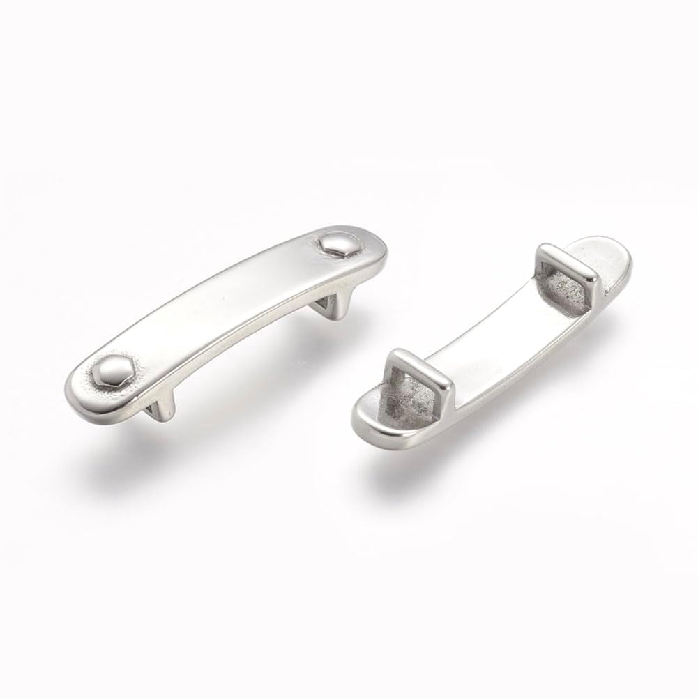 2Pcs Rectangle Connector Charms 37x8x7mm 304 Stainless Steel Rectangle ...