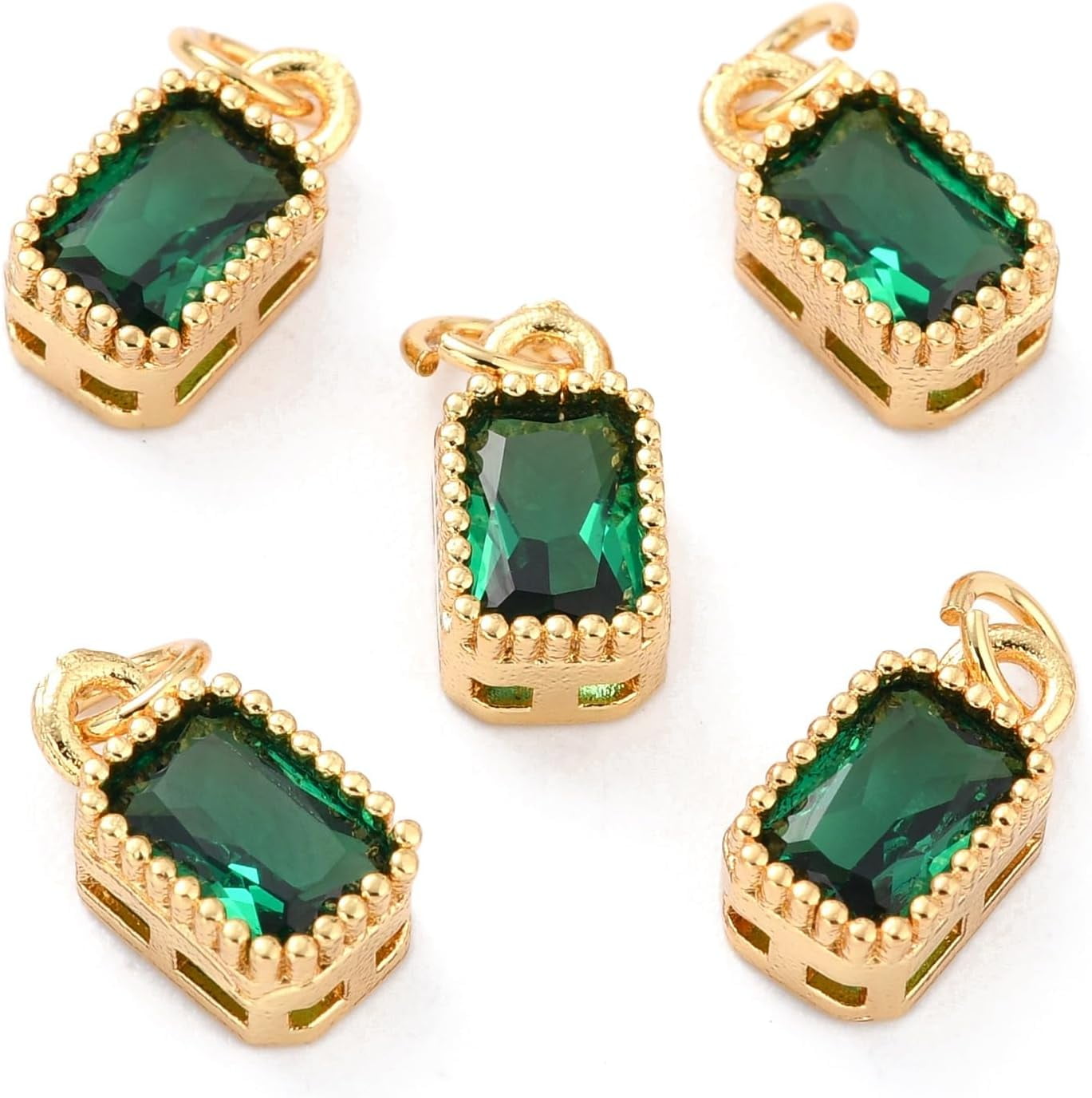 2Pcs Rectangle Pendants Real 18K Gold Plated Brass Inlaid Cubic ...