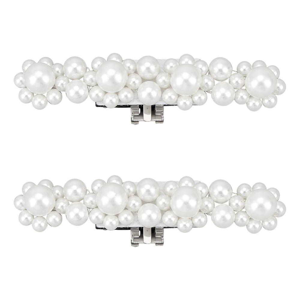 2Pcs Rectangle Resin Pearl Shoe Decorations Detachable Alloy Shoe ...