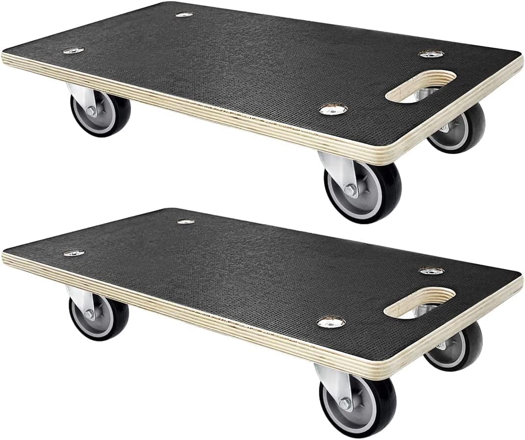 2Pcs Rectangle Wood Platform Dolly, 550 lbs Load Capacity Heavy Duty ...