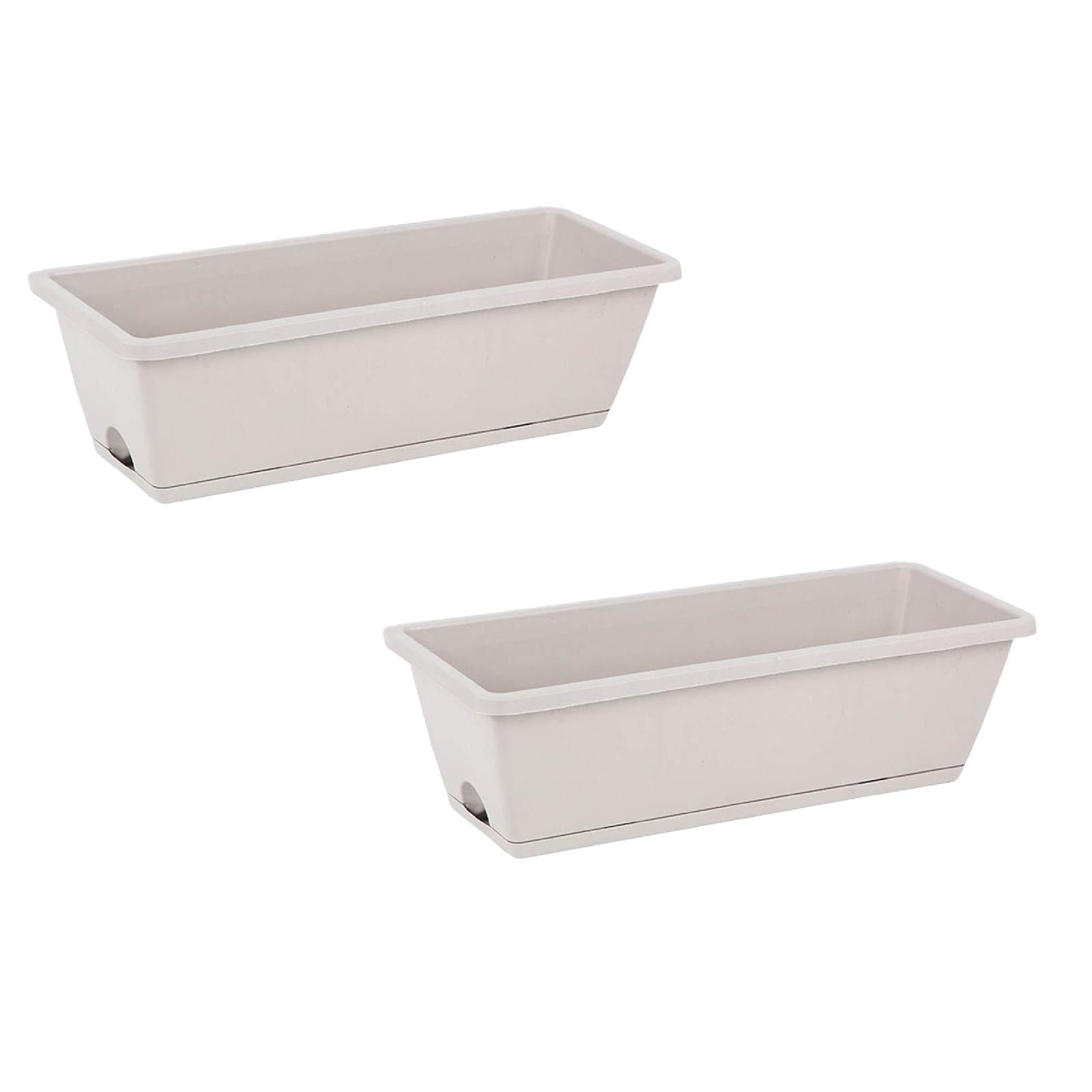 2Pcs Rectangular Planter Plastic Flower And Vegetable Pots Containers ...
