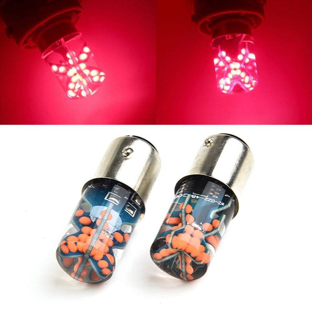 2Pcs Red 1157 Bay15D Cob 48-Led Bulb Car Strobe Flash Light Auto Tail ...