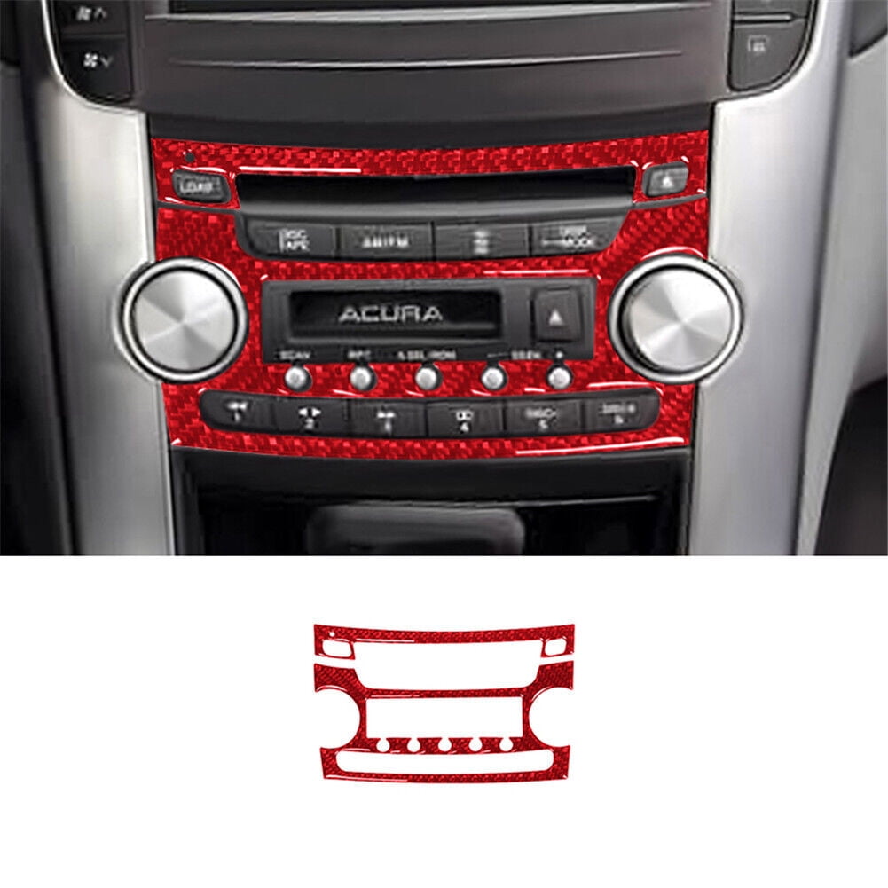2Pcs Red Carbon Fiber Interior CD Player Cover Trim For Acura TL 2004 ...