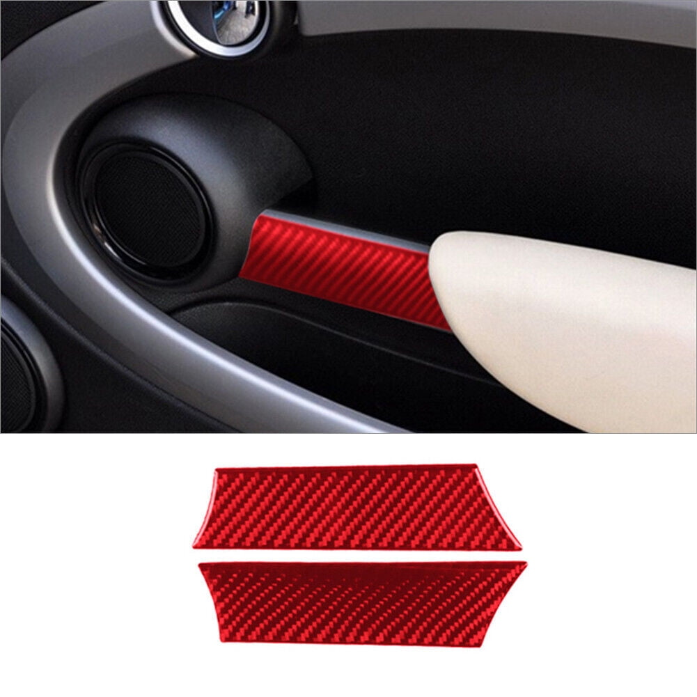 2Pcs Red Carbon Fiber Interior Door Pull Cover Trim For Mini Cooper ...