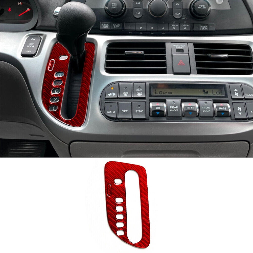 2Pcs Red Carbon Fiber Interior Gear Shift Cover Trim For Honda Odyssey ...