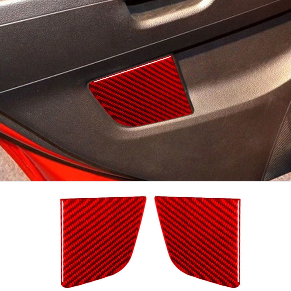 2Pcs Red Carbon Fiber Interior Rear Door Panel Cover Trim For Chevrolet ...