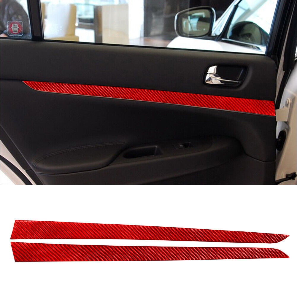 2Pcs Red Carbon Fiber Rear Door Panel Cover Trim For Infiniti G37 Sedan ...