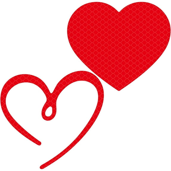 2Pcs Red Heart Car Stickers High Intensity Reflective Vinyl Waterproof ...
