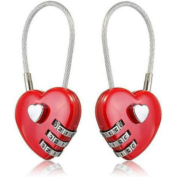 2Pcs Red Mini Love Heart Lock,Red Heart Padlock, Mini Code Lock,Bags ...
