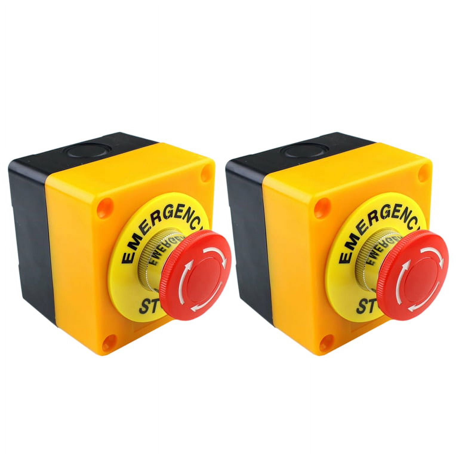 2Pcs Red Mushroom Emergency Stop Shut Push Button Switch No + Nc 22Mm ...