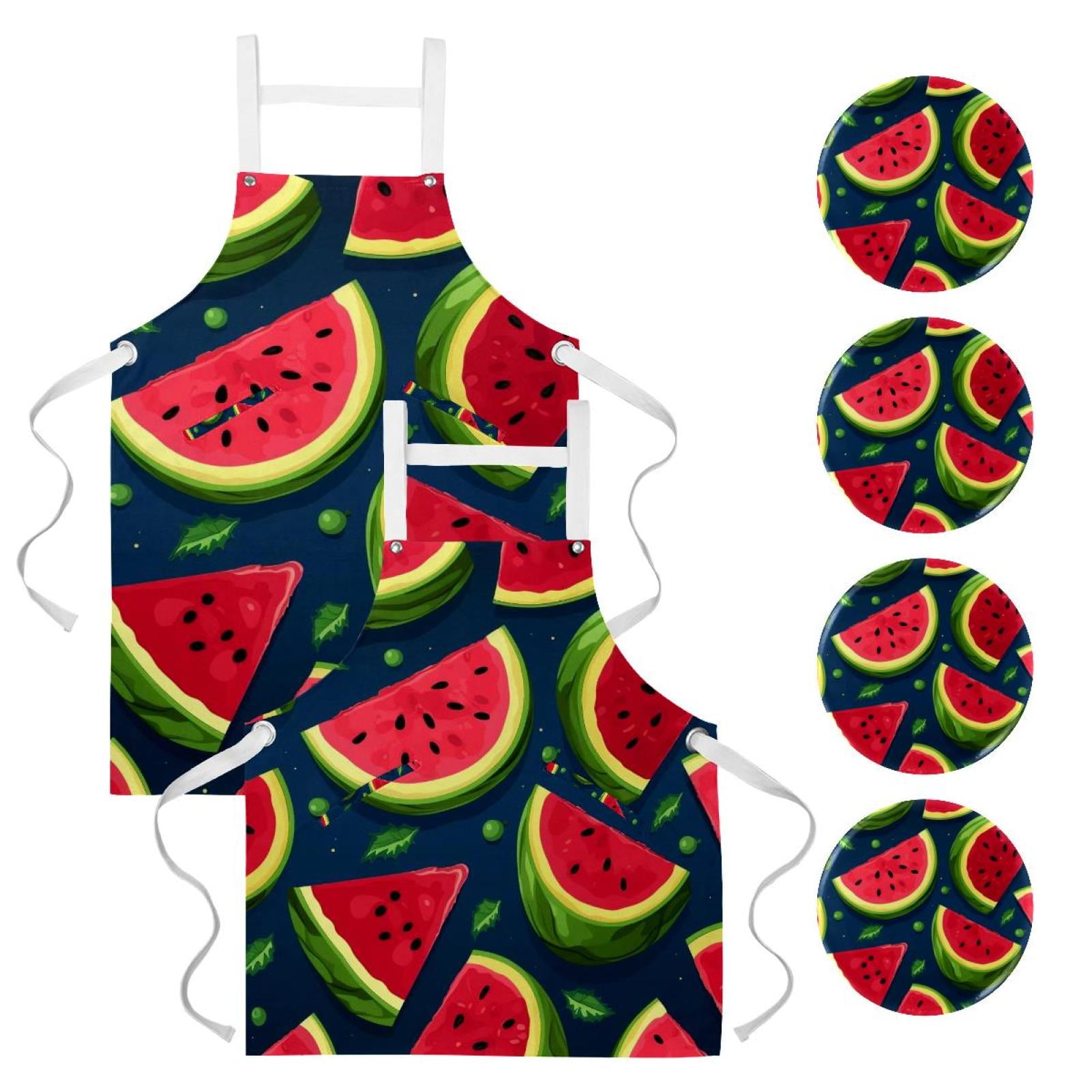 2Pcs Red Watermelon Versatile Aprons Set - Kitchen, Baking,Cooking ...