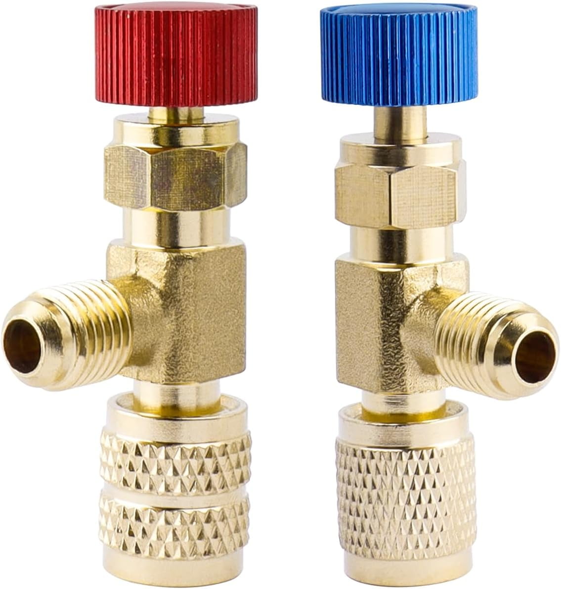 2Pcs Refrigerant Charging Valve Set, Brass Low Loss HVAC Fittings, 1/4 ...