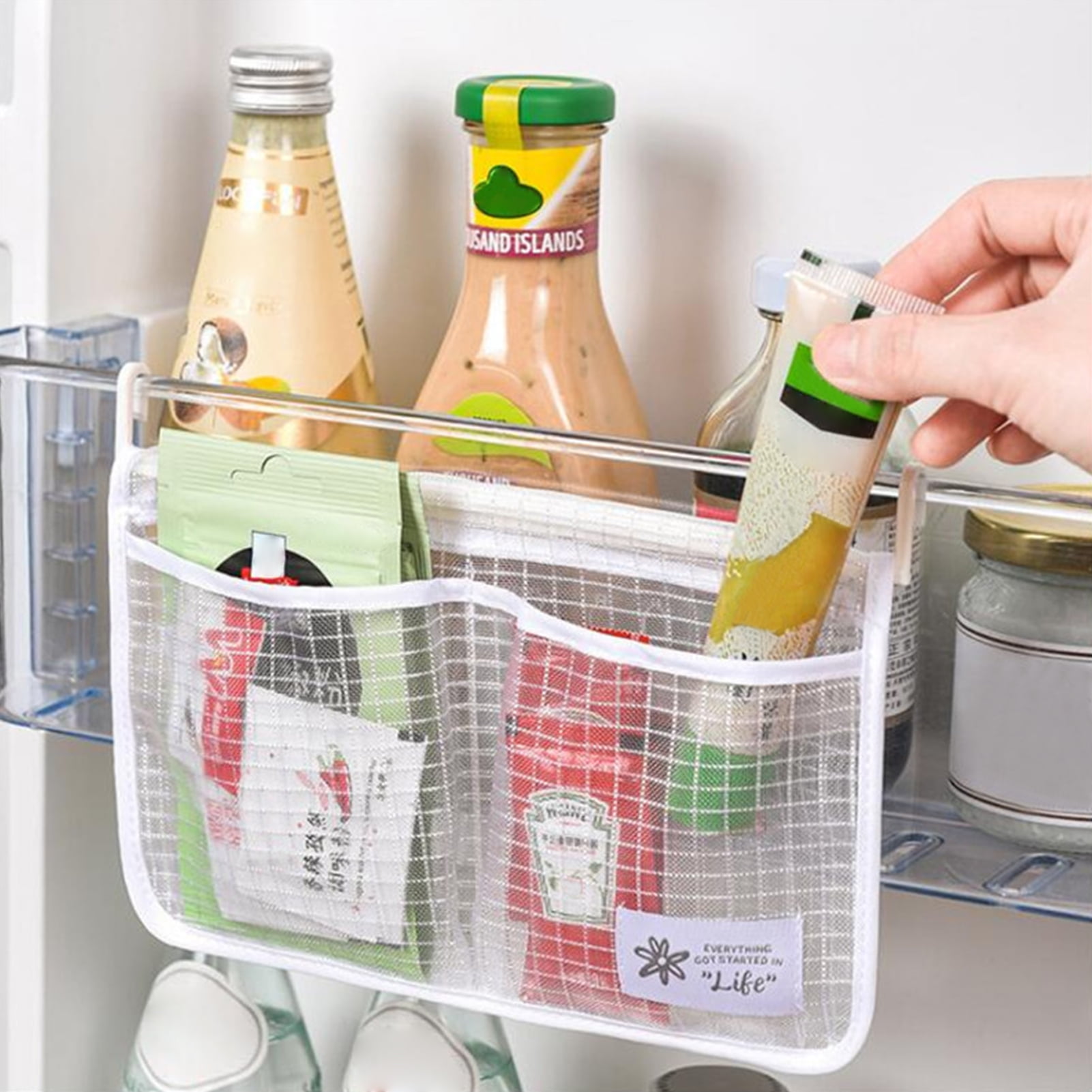 2Pcs Refrigerator Storage Mesh Bag Double Compartment Design Fridge ...