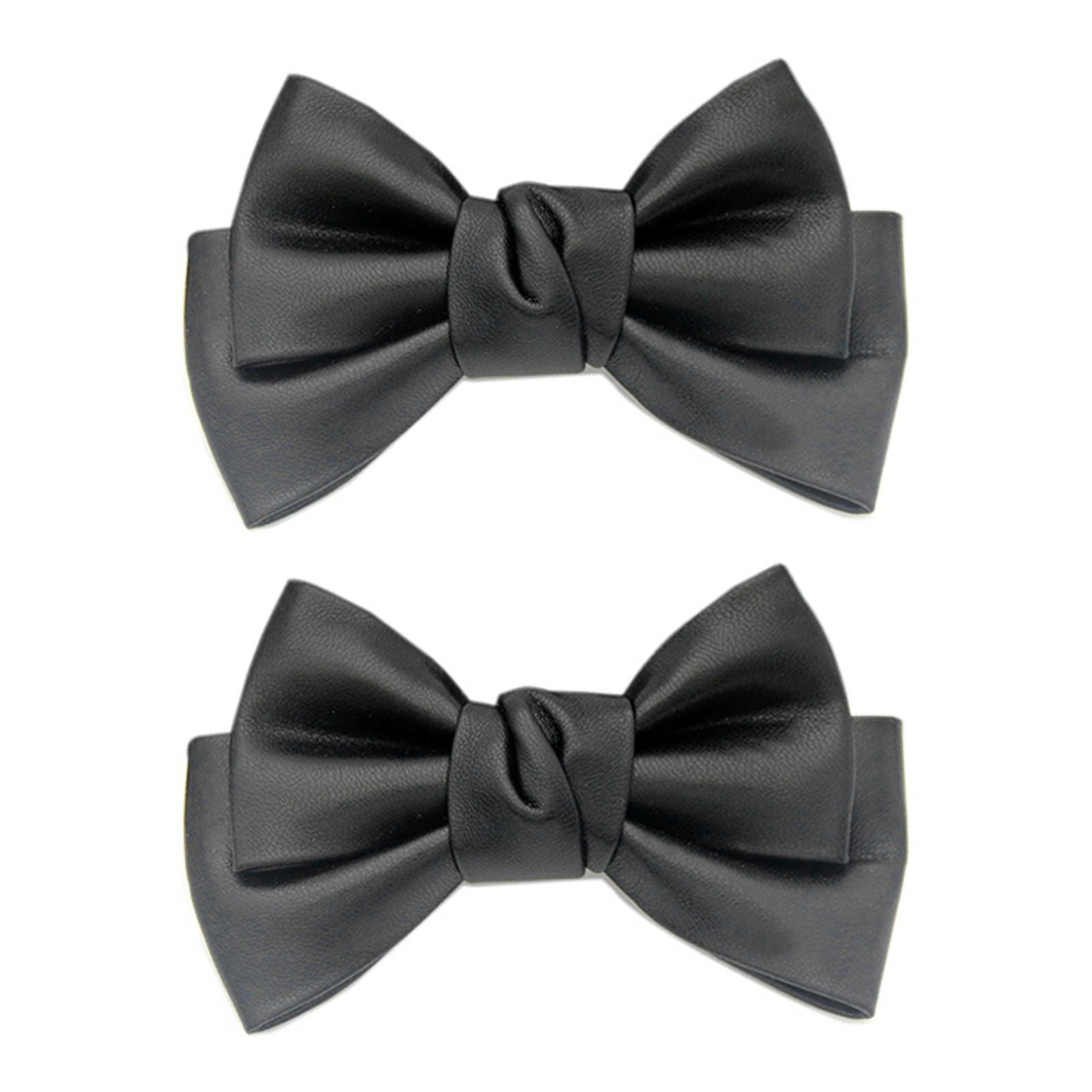 2Pcs Removable Shoe Clips Leather Bow Jewelry Wedding Buckle Black ...