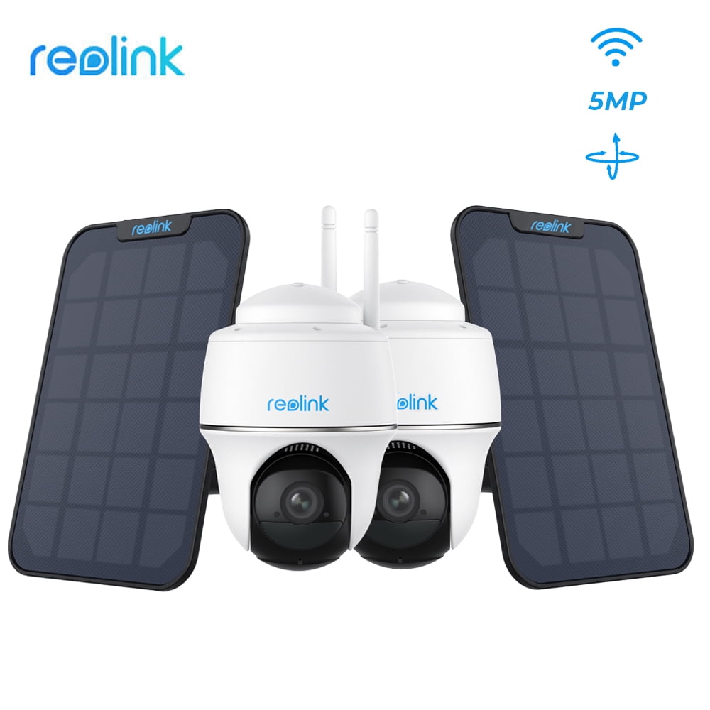 2Pcs Reolink Argus PT 2K with 3W Black Solar Panel - 2K 5MP PTZ 2.4 ...