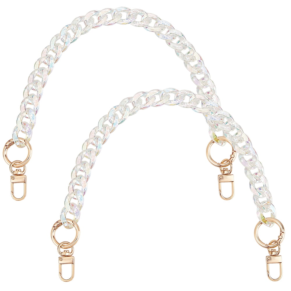 2Pcs Resin Curb Chain Bag Extension Chains with Swivel Clasps Clear AB ...