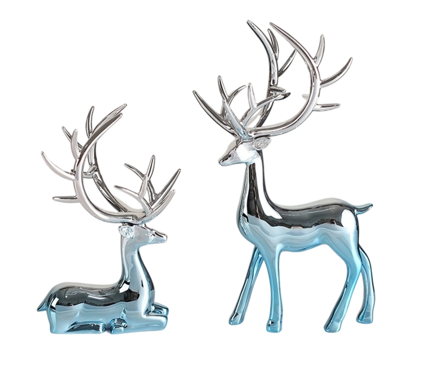 2Pcs Resin Deer Tabletop Decoration - Reindeer Statues Christmas ...