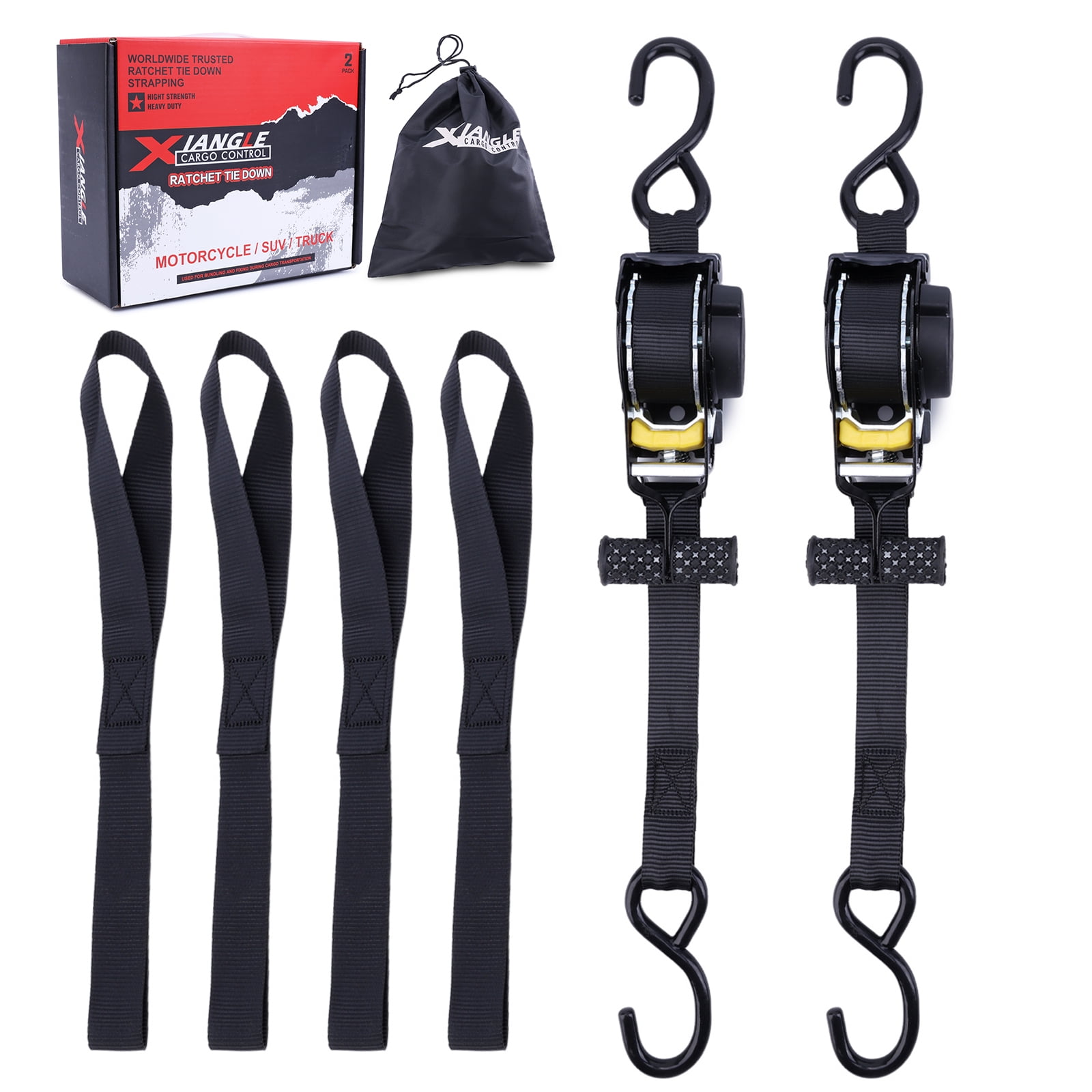 2Pcs Retractable Ratchet Straps Heavy Duty Auto Self Retracting Tie ...