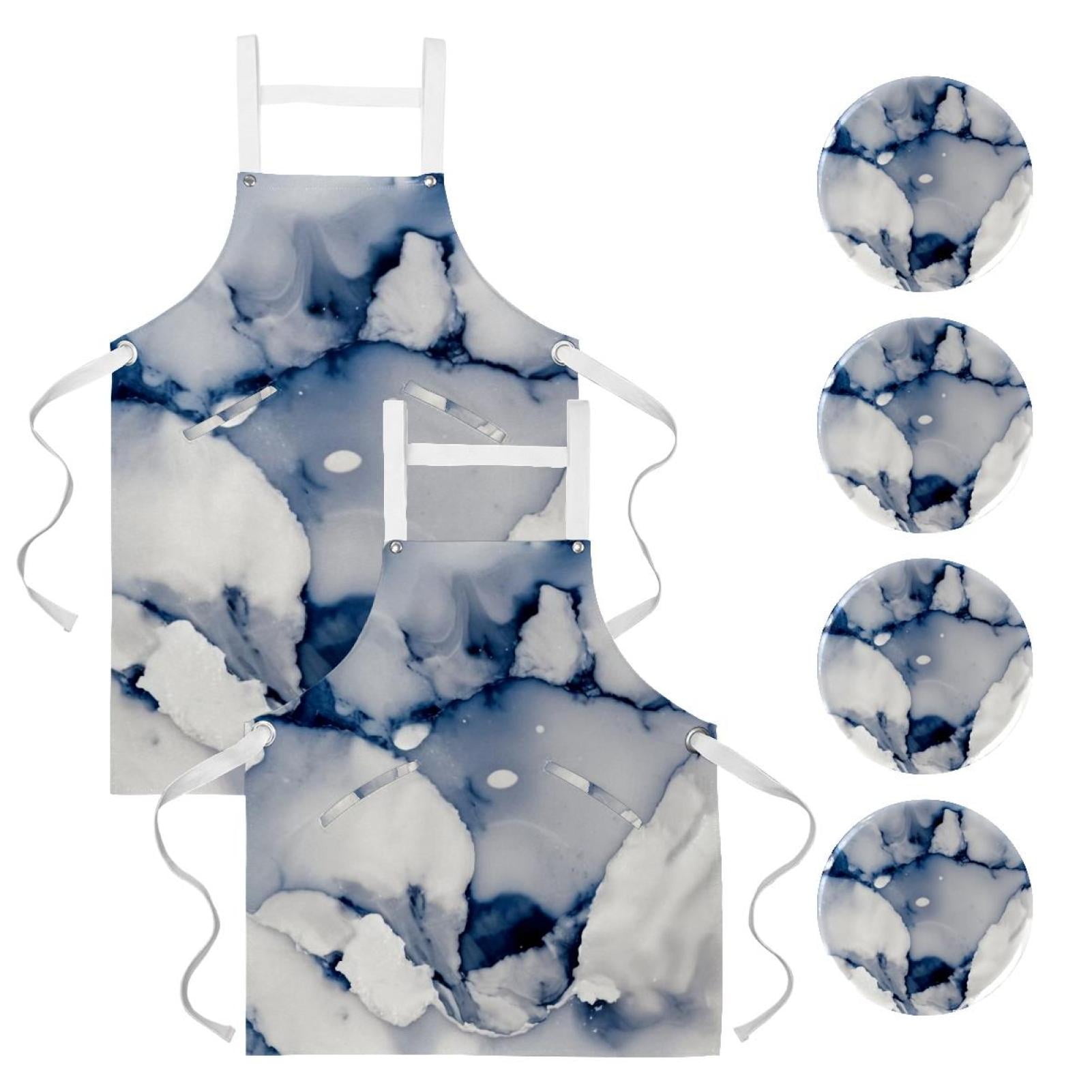 2Pcs Retro Aesthetic Marble Versatile Aprons Set - Kitchen, Baking ...