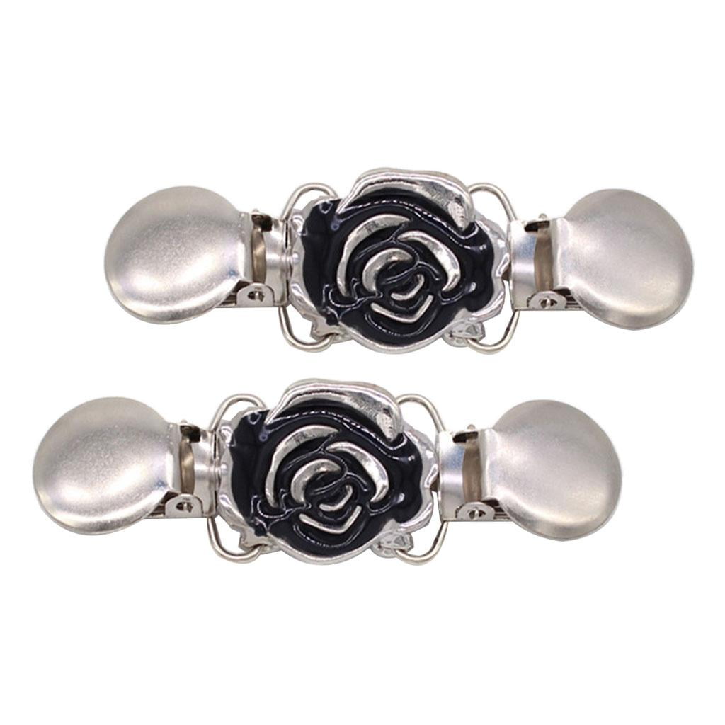 2Pcs Retro Shawl Clips with Chain - Shrug Sweater Clips Clasp, Enamel ...
