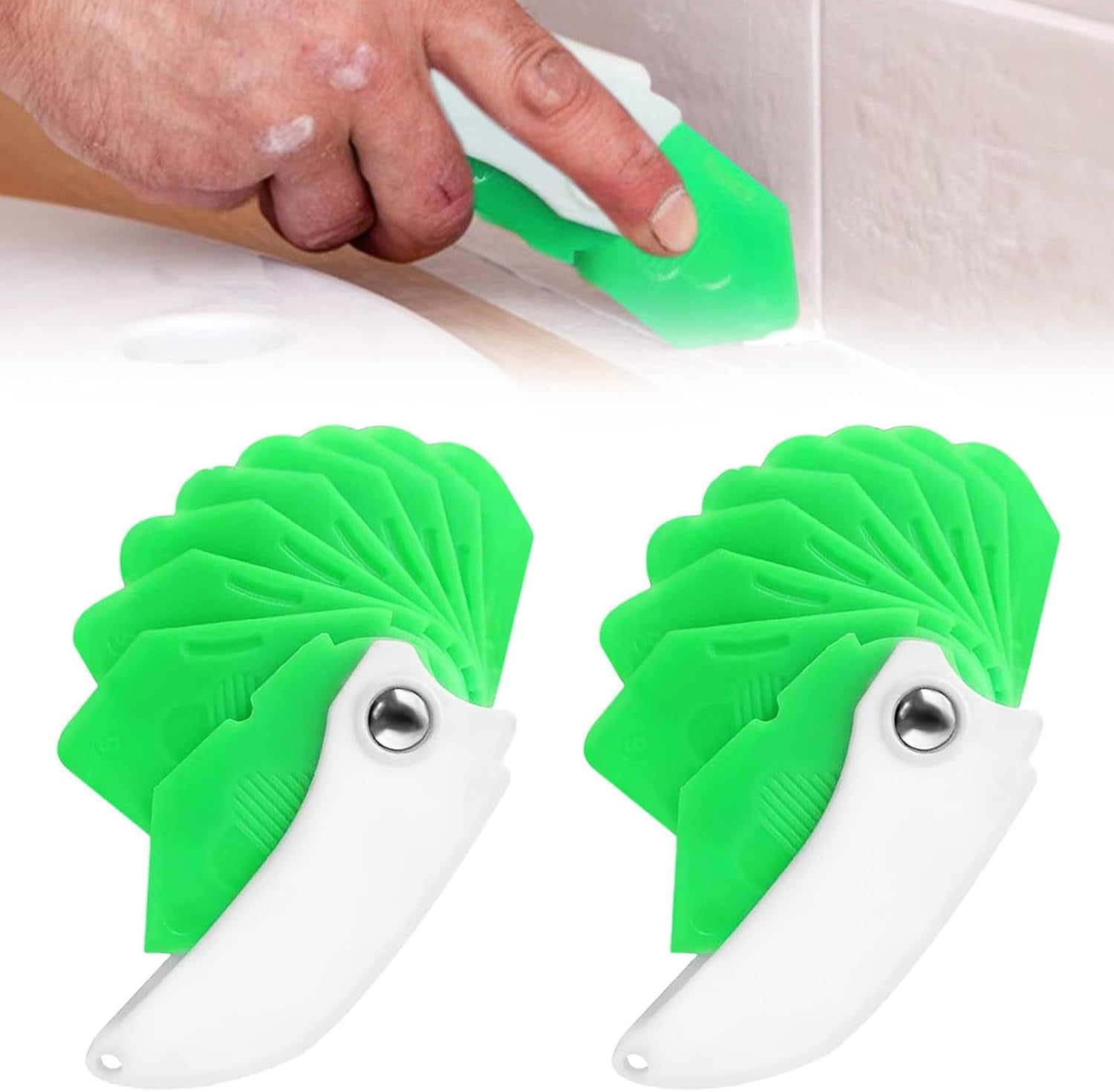 2Pcs Reusable Caulk Applicator Finishing Tool, 9 in 1 Portable Folding ...