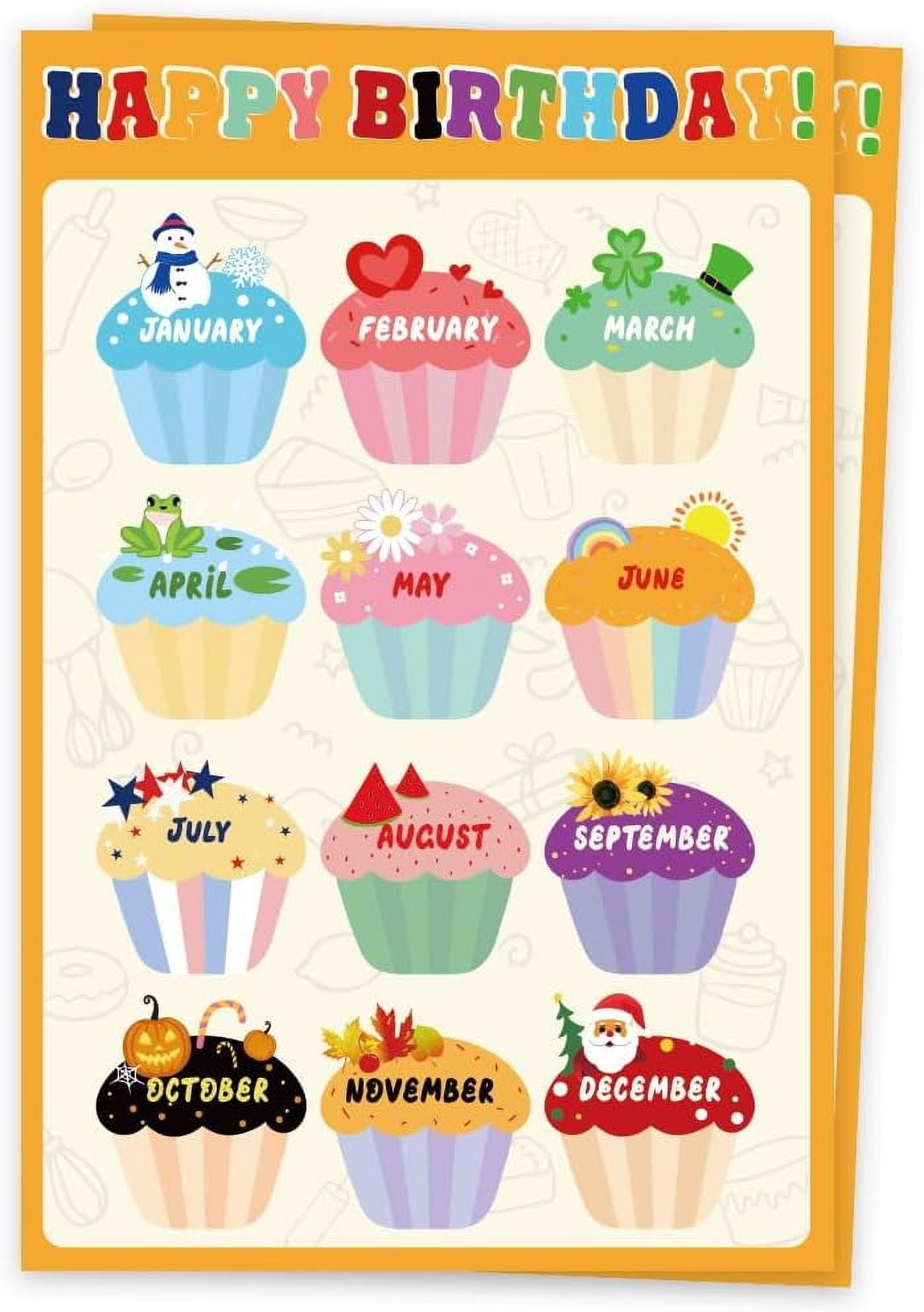 2Pcs Reusable Happy Birthday Chart Posters Birthday Chart Calendar for ...