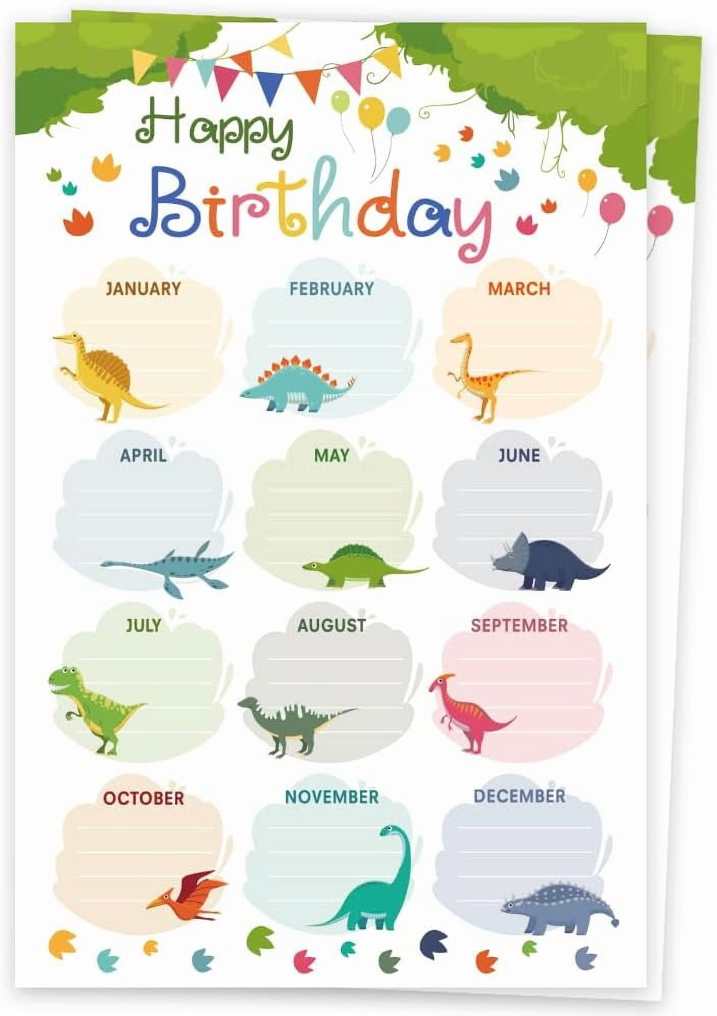 2Pcs Reusable Happy Birthday Chart Posters Birthday Chart Calendar for ...