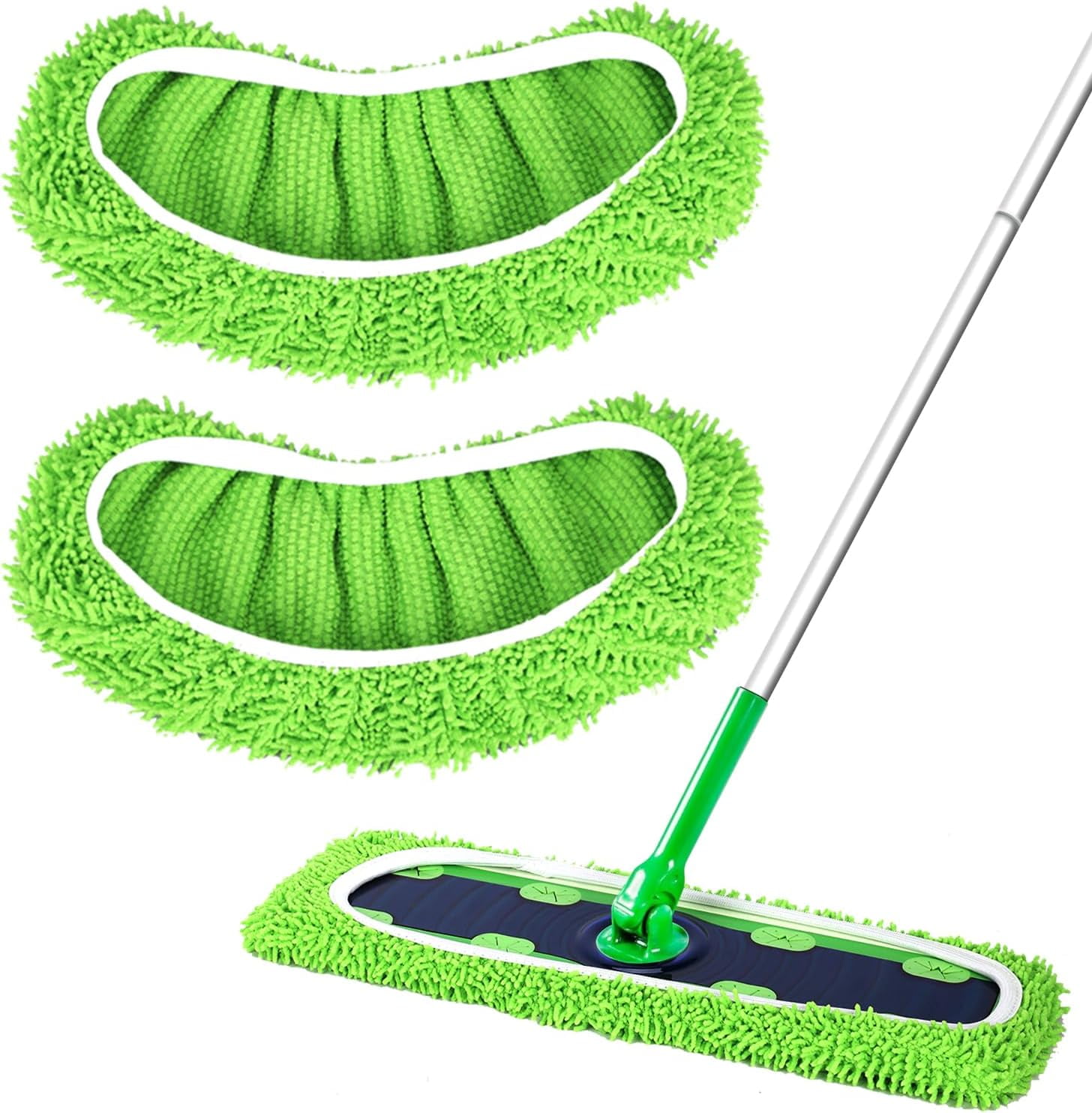 2Pcs Reusable Microfiber Mop Pads for Swiffer XL Mop,Wet and Dry Flat ...