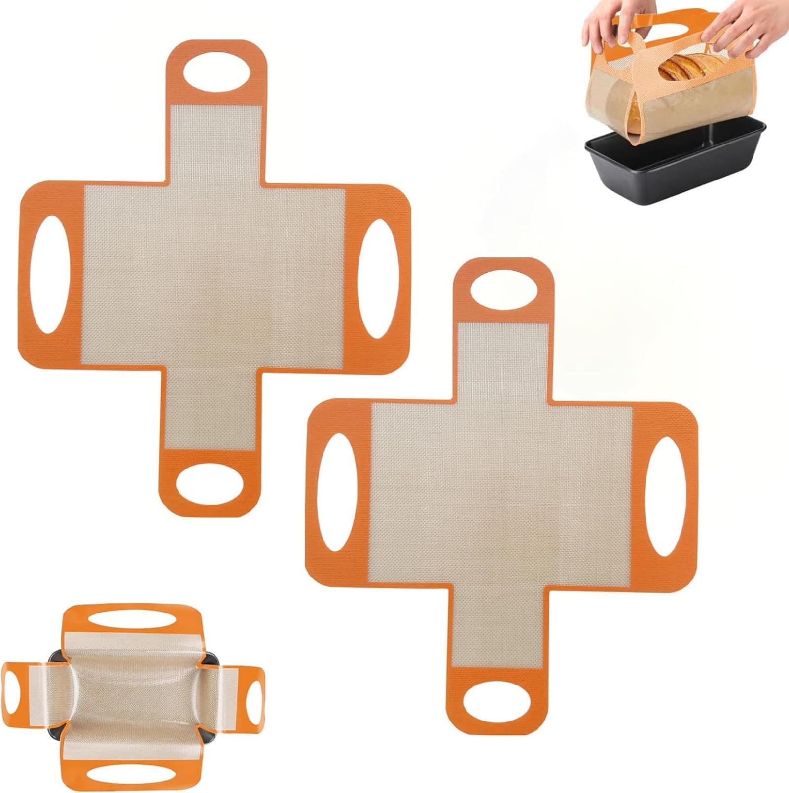2Pcs Reusable Silicone Bread Loaf Pan Liner, Non-Stick Silicone Baking ...