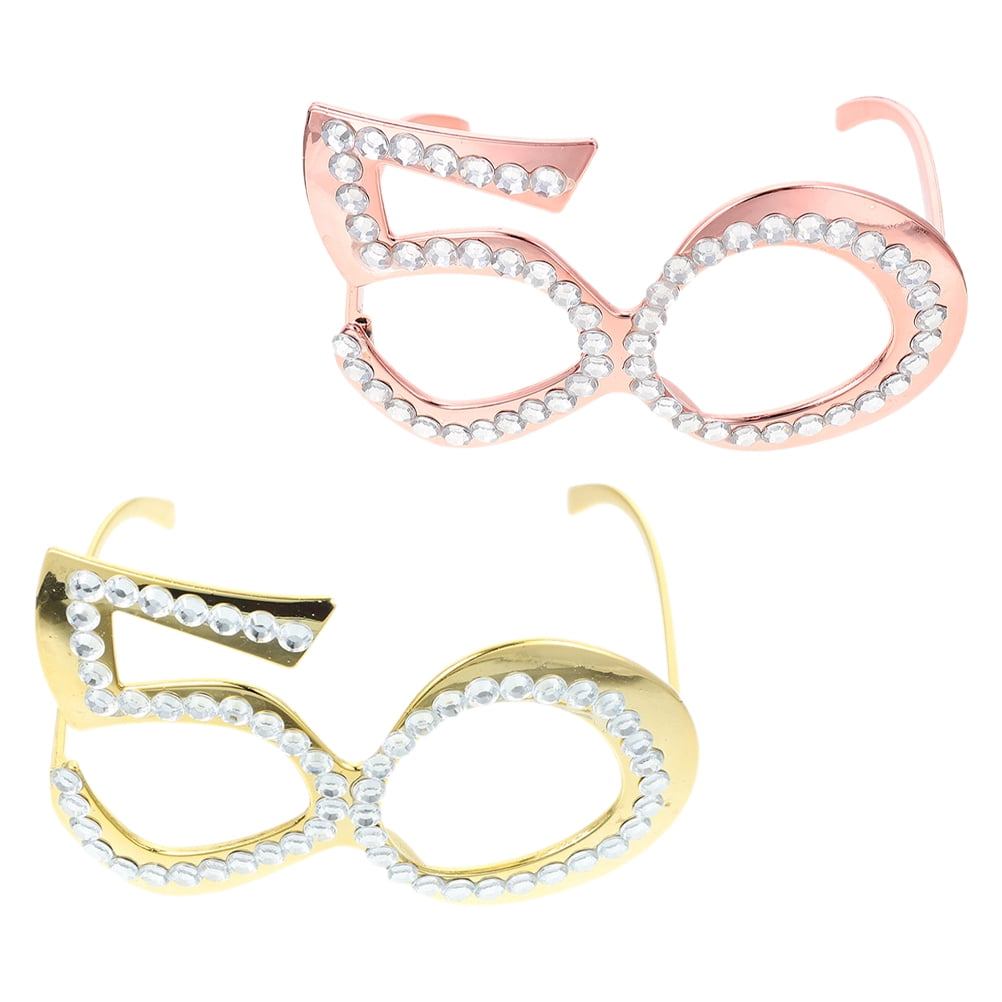 2Pcs Rhinestone Birthday Eyeglasses 50th Birthday Party Eyewear ...