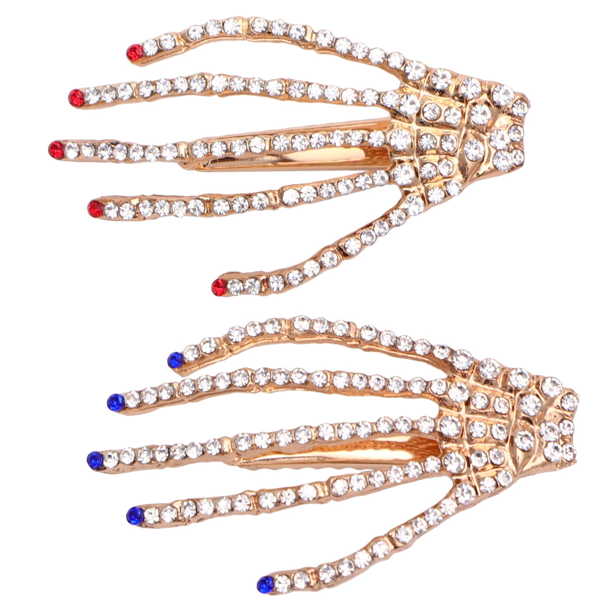 2Pcs Rhinestone Hand Hair Clips for Party (Red Blue) - Walmart.com