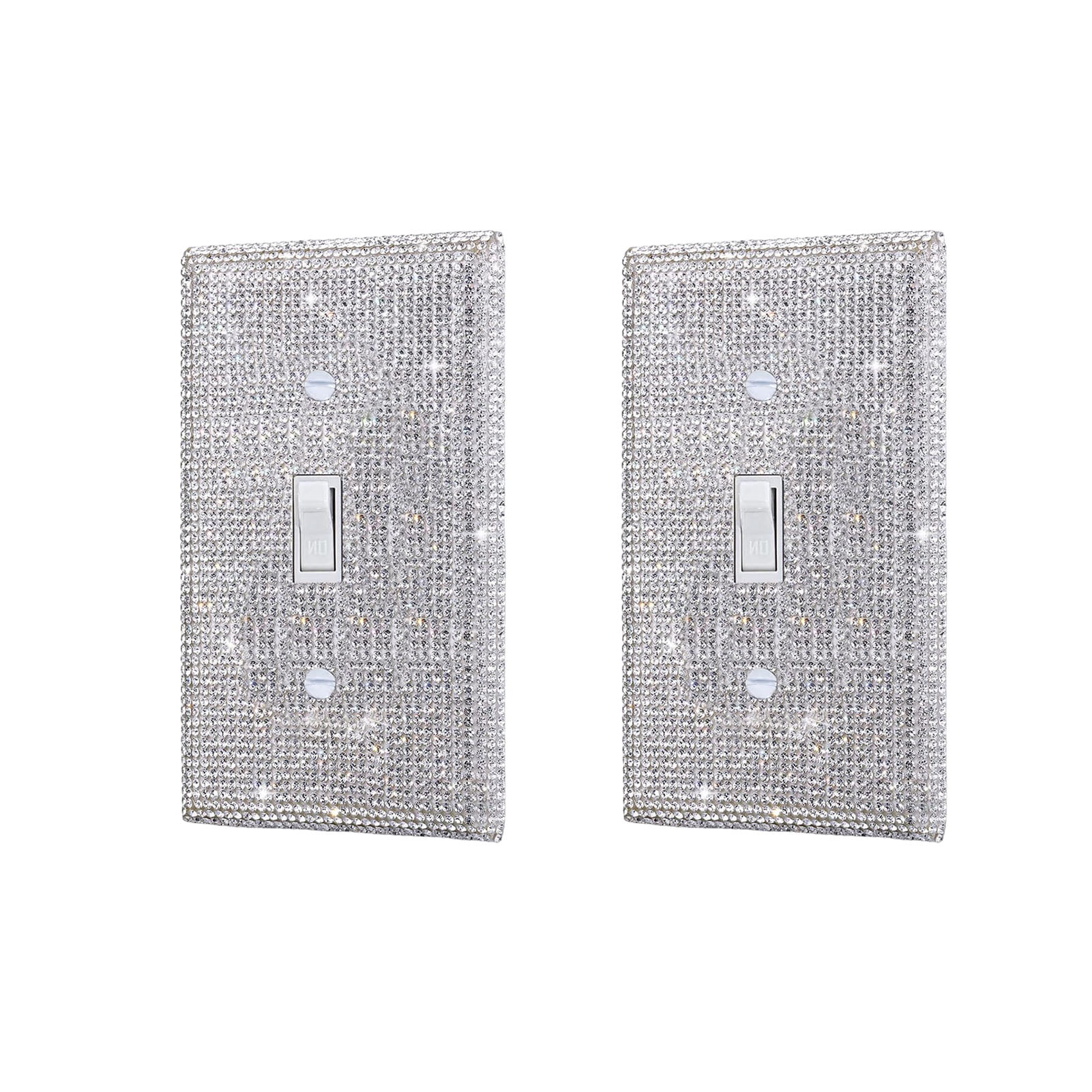 2Pcs Rhinestone Outlet Wall Plate Single Toggle Light Switch Plate Home ...