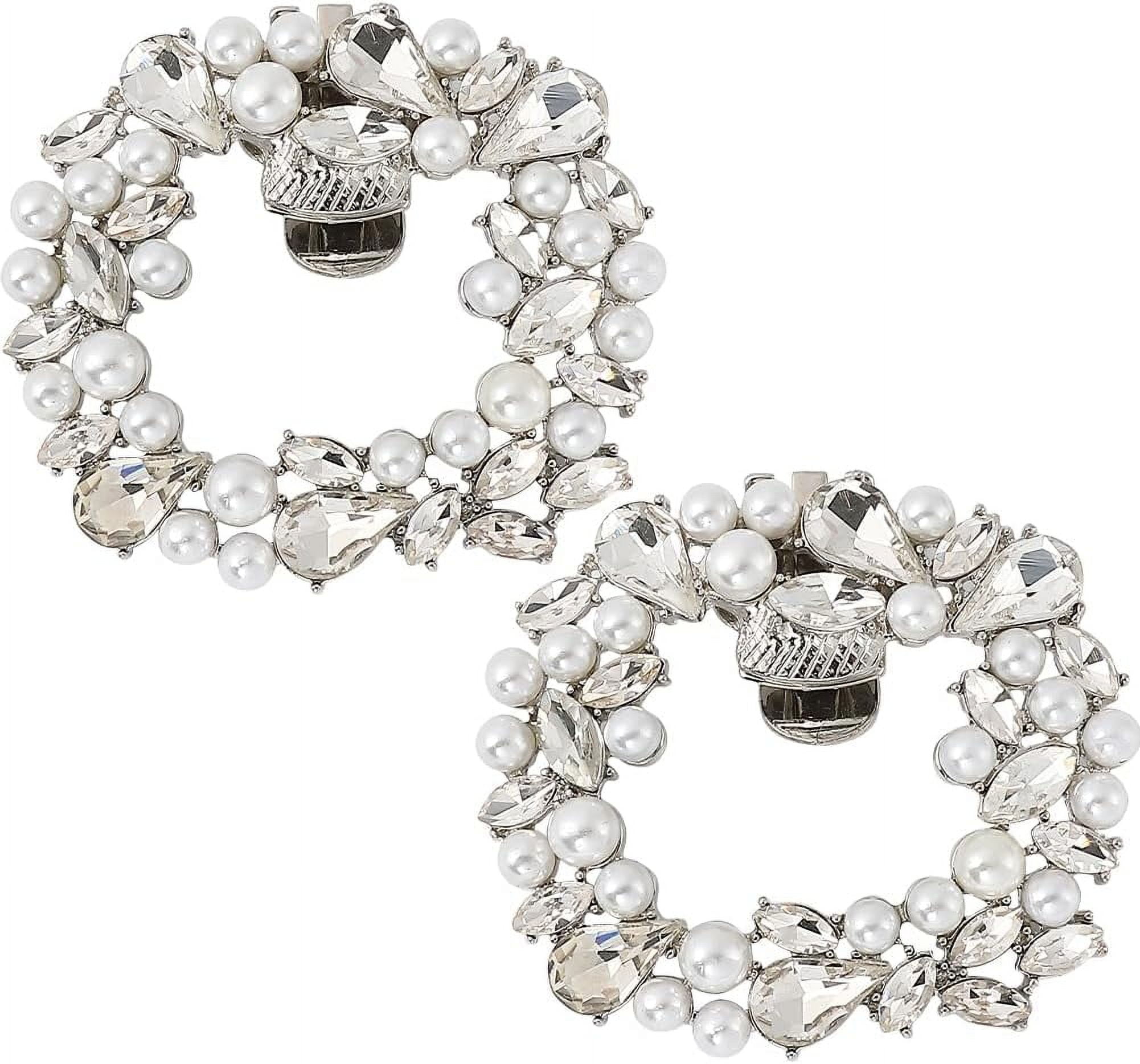 2Pcs Rhinestone Wedding Shoe Clips Detachable Shoe Buckle Clip Oval ...