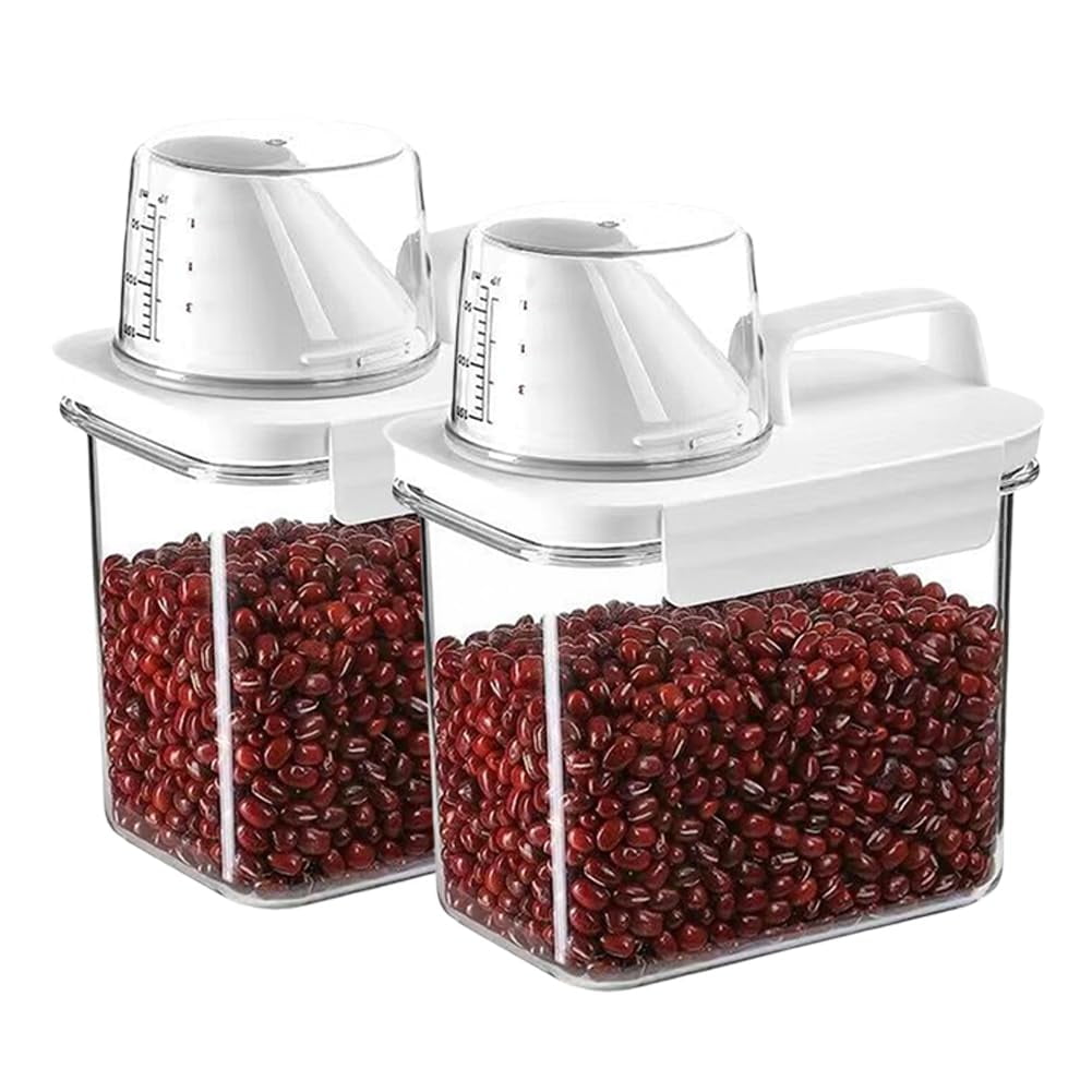 2Pcs Rice Dispenser Storage Containers, 1.1L Small Rice Bucket with ...