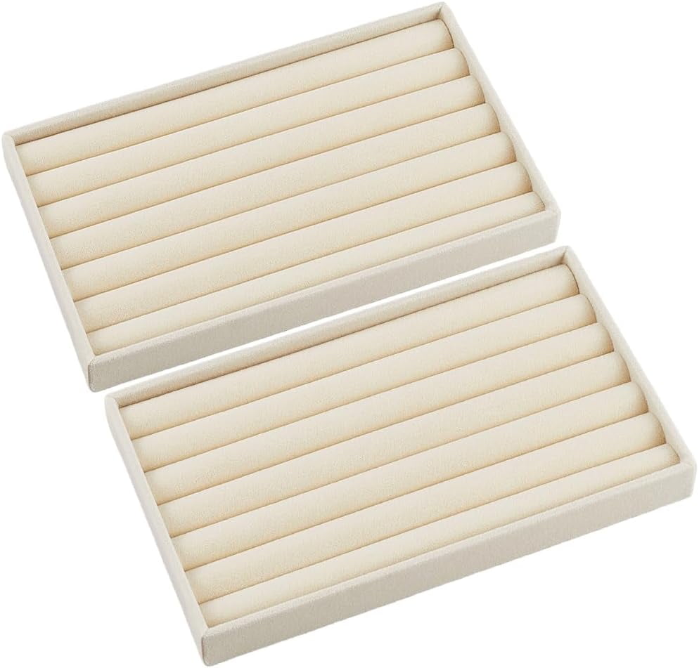 2Pcs Ring Tray Organizer Ring Display Racks White Velvet Small ...