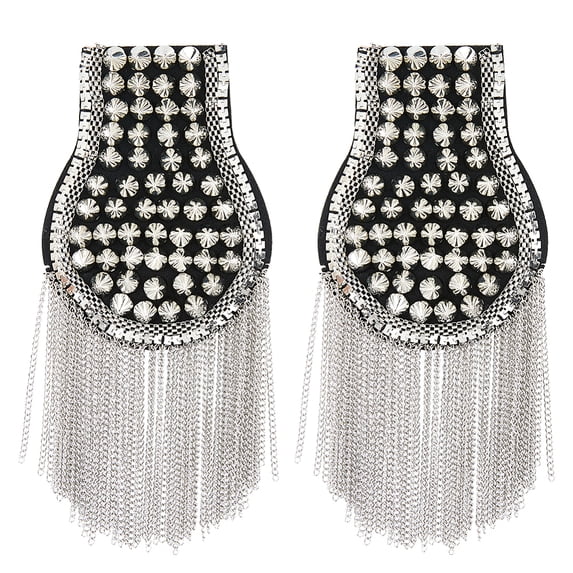 2Pcs Rivet Tassel Epaulettes Chain Epaulet Shoulder Punk Rivet ...