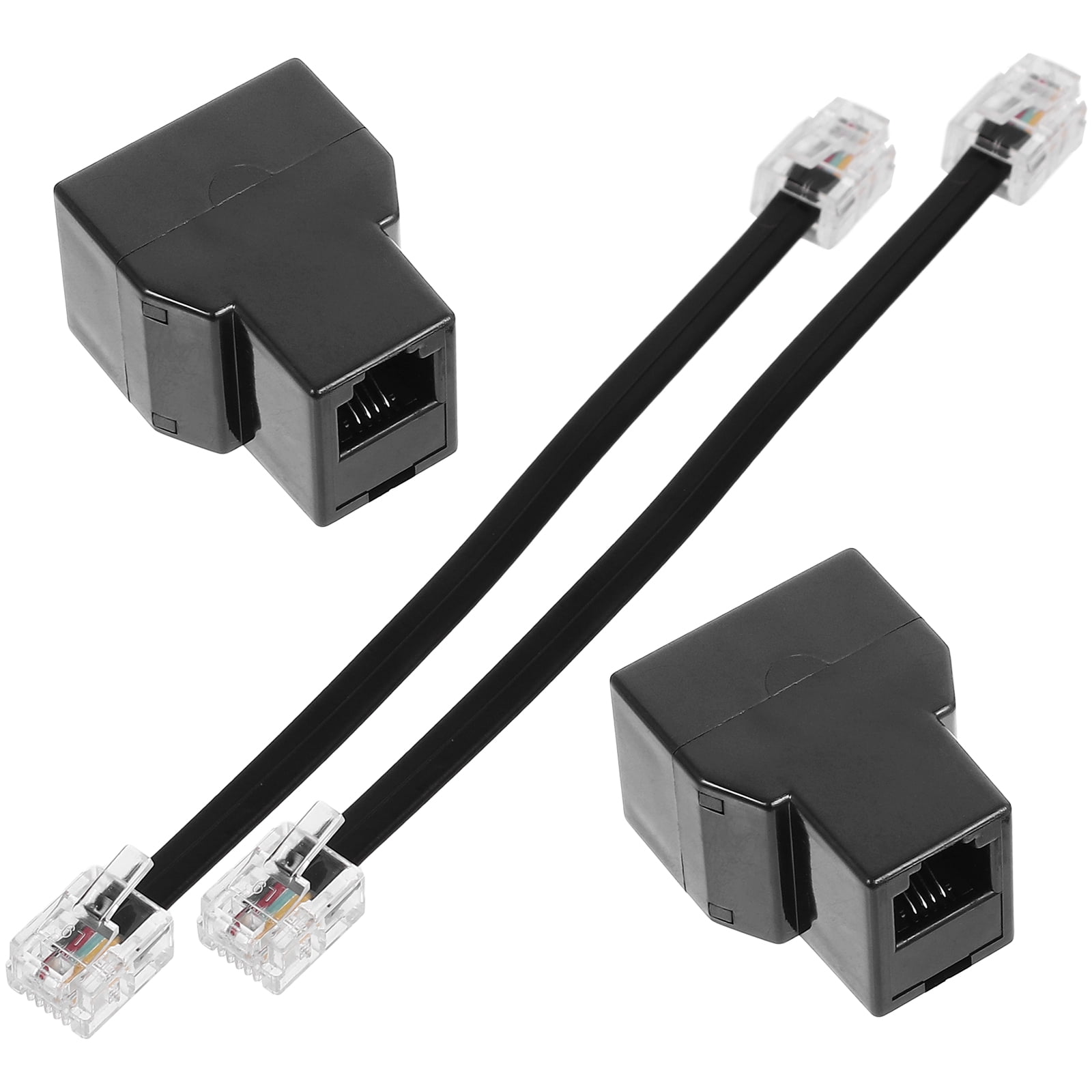 2Pcs RJ11 Telephone Splitter RJ14 4 Core Phone Cable Adapter 6P4C ...