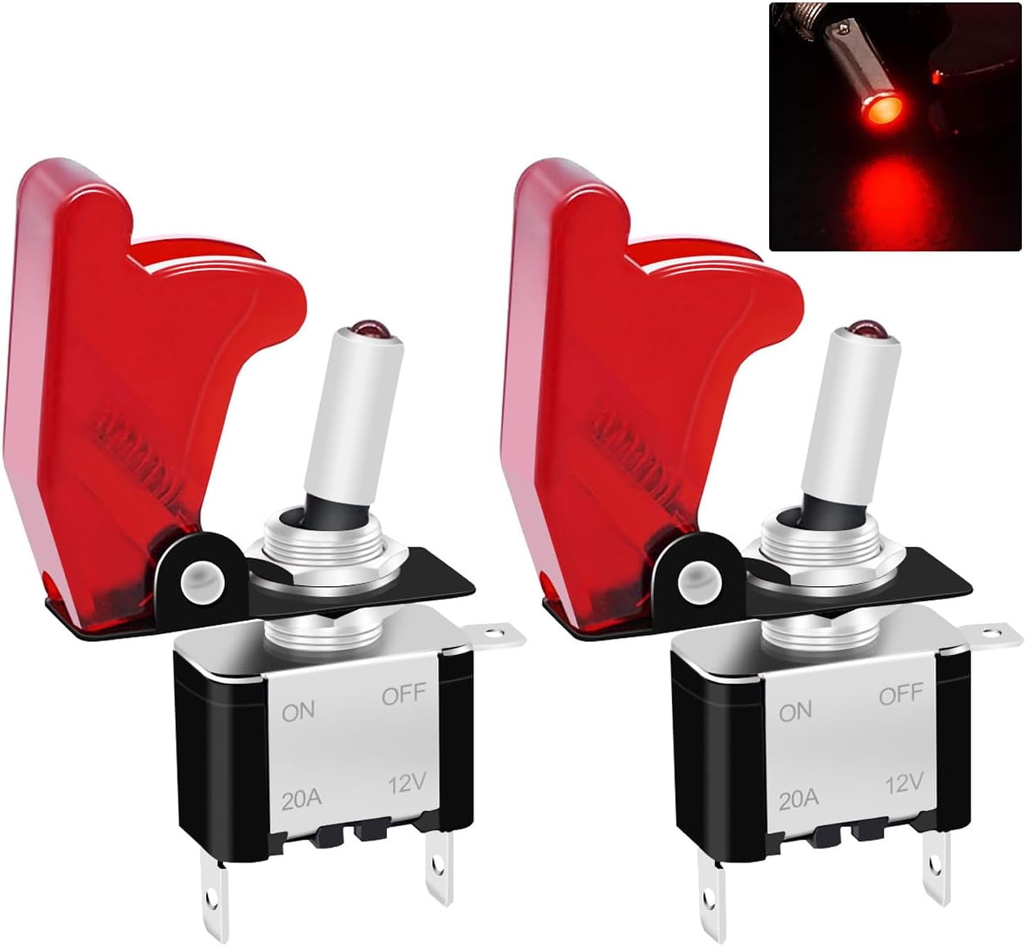 /2Pcs Rocker Toggle Switch 12V LED Lighted Heavy Duty Racing Car ...