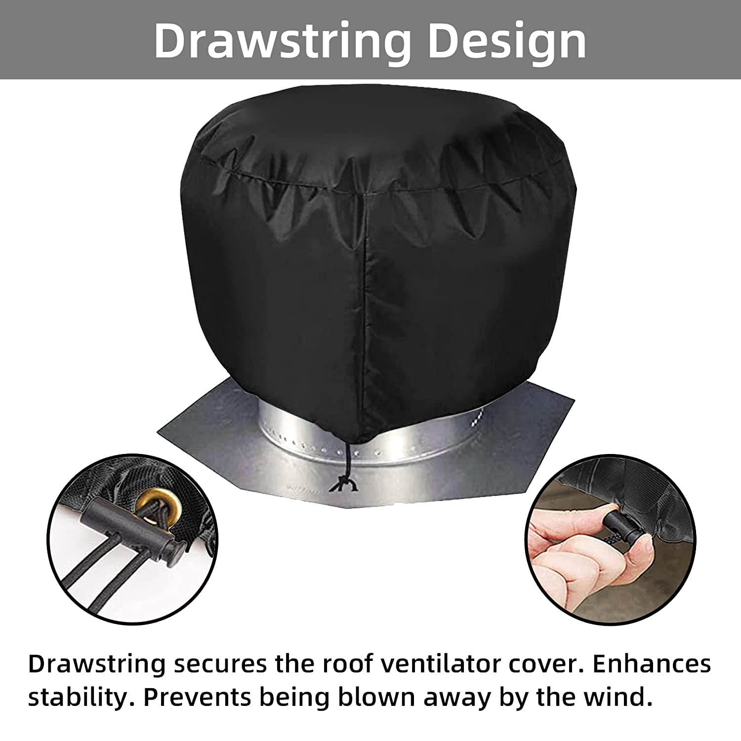 2Pcs Roof Vent Cover House Turbine Hoods Shield Canvas 20Inch X Black ...