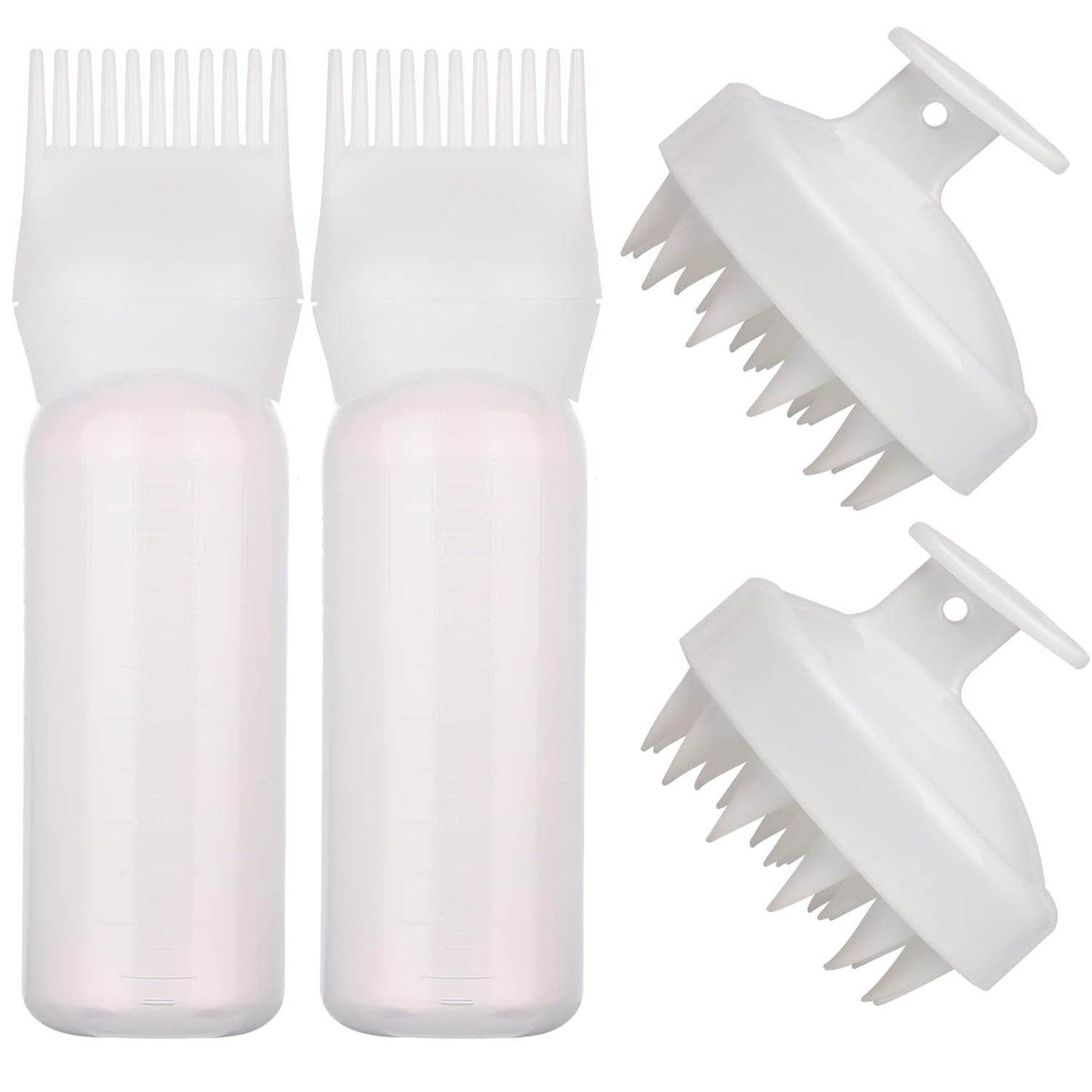 2Pcs Root Comb Applicator Bottle with 2Pcs Scalp Massager Shampoo Brush ...