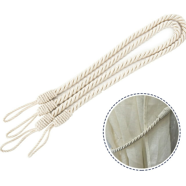 2Pcs Rope,Cord Tassel Cotteon Rope Curtain Tiebacks Braided Curtain ...