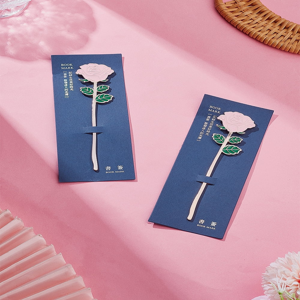 2Pcs Rose Bookmark Alloy Enamel Bookmarks Pretty Book Marks for Women ...
