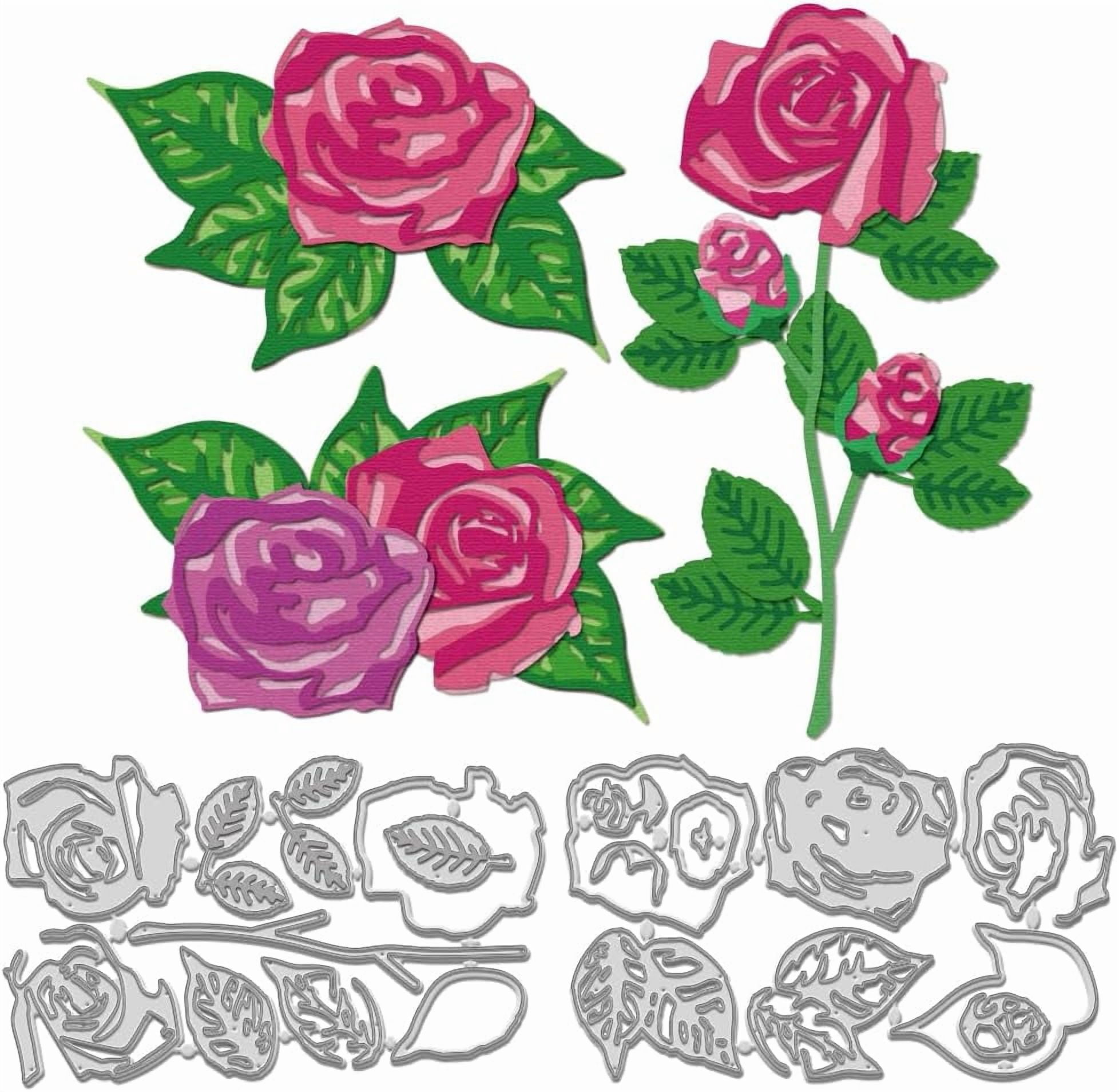 2Pcs Rose Bouquet Cut Dies Flower Die Cuts Wedding Rose Die Cut ...