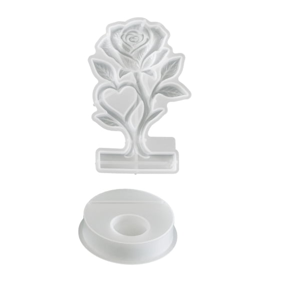 2Pcs Rose Flower Shaped Silicone Mold With Base Mold For Making Candle ...