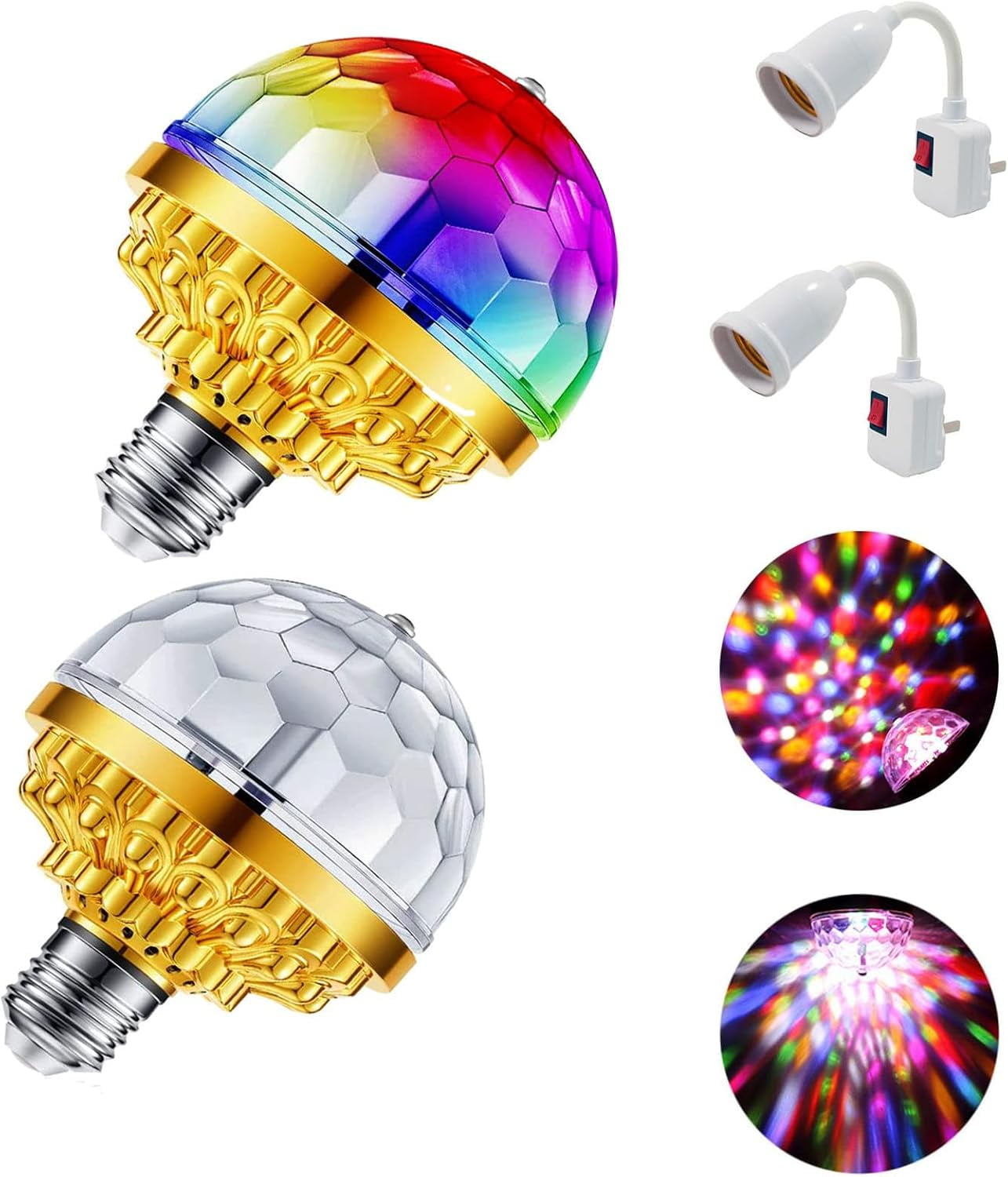 2Pcs Rotating Disco Ball Light Indoor, Colorful Rotating Magic Ball ...