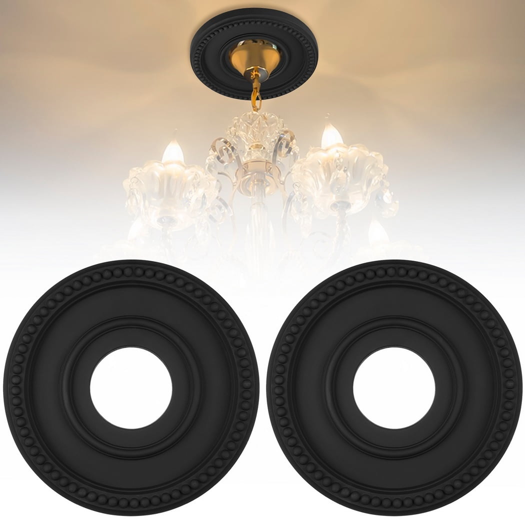 2Pcs Round Ceiling Light Medallions, Smooth Finish Ceiling Trim Ring ...