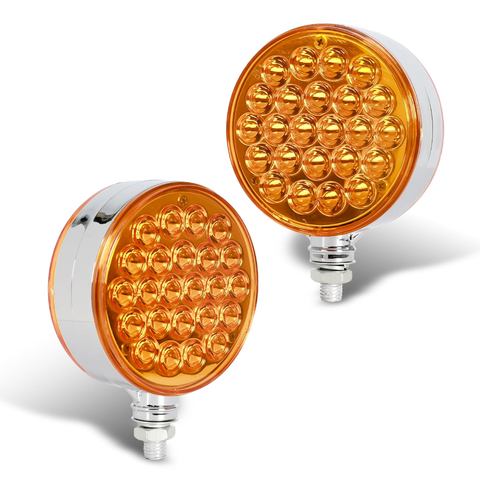 2Pcs Round Double Face IFF17 Fender Pedestal Light, 48LED Amber Brake ...