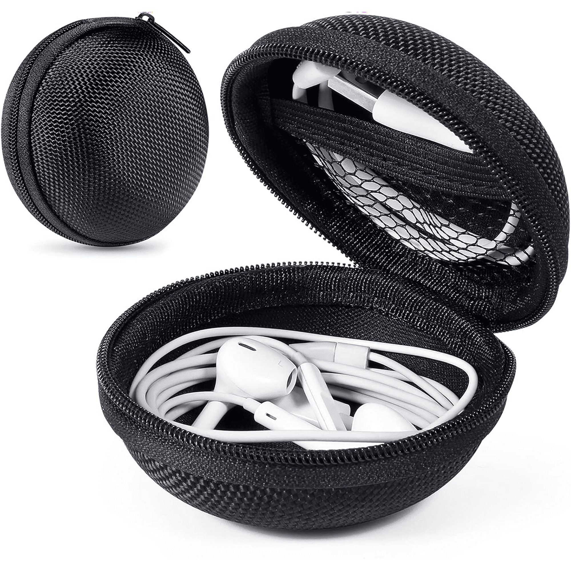 2Pcs Round Earphone Earbud Carrying Case Holder - Lightweight Mini ...