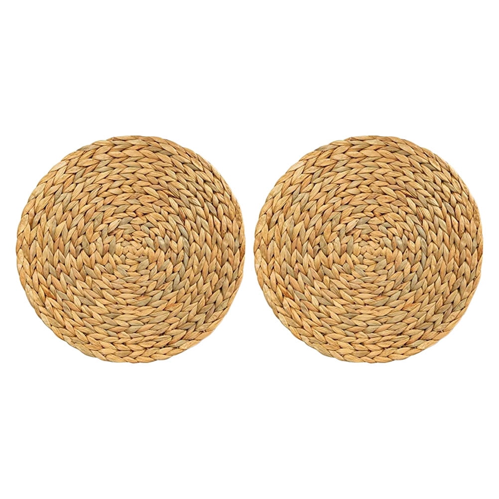 2Pcs Round Handwoven Placemat Dinner Table Ornament Insulated Teapot ...