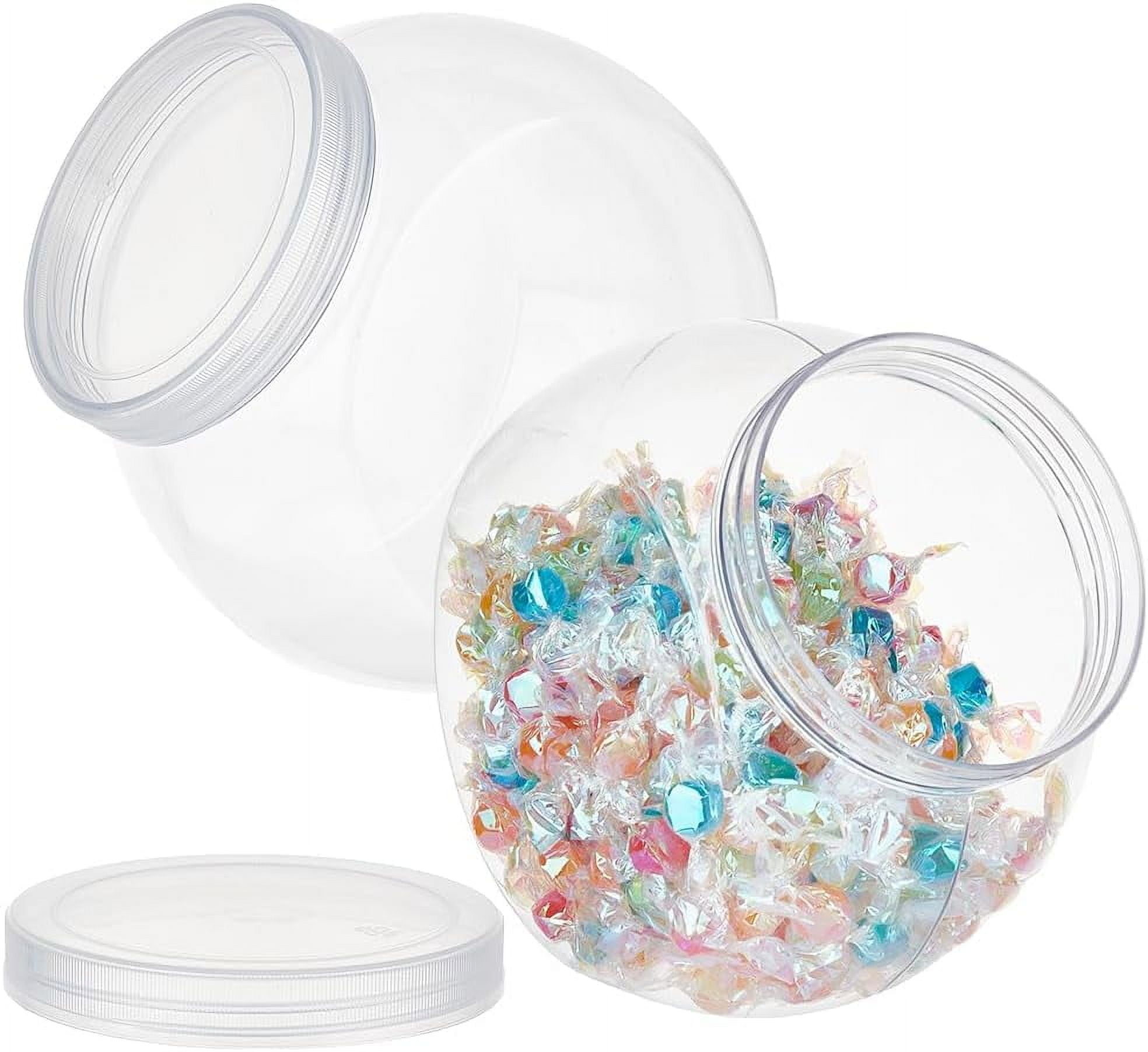 2Pcs Round Plastic Candy Jars 2.1L/74 oz Clear Cookie Containers ...